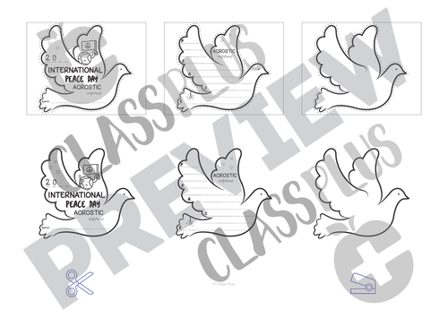 International Peace Day Dove Craft and Acrostic Writing Activity ...