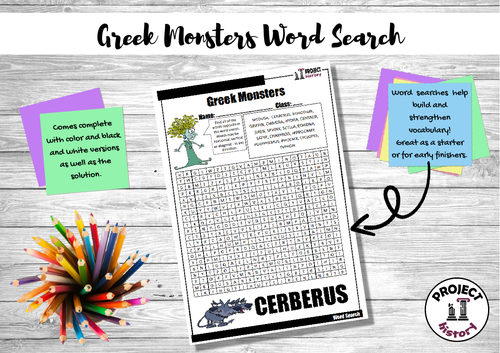 Greek Monsters Word Search | Teaching Resources