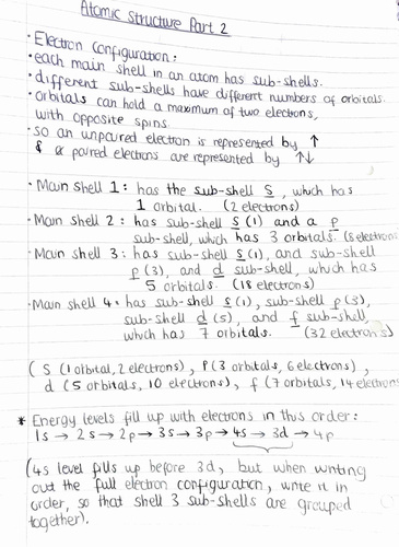 AQA Chemistry A level Atomic Structure A* Notes (PART 2) | Teaching ...