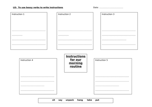 Write Instructions- Imperative Verbs, Bossy verbs, | Teaching Resources