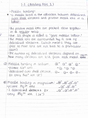 Aqa Chemistry A Level Bonding A Notes Part 1 Teaching Resources
