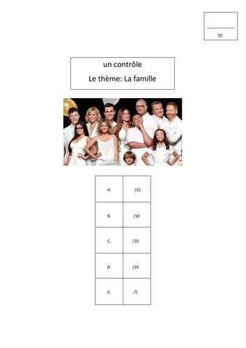KS4 French: family / adjectives - end of unit test | Teaching Resources