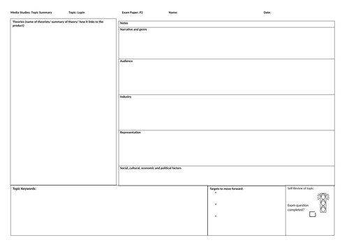 AQA A Level Media Studies Lupin TV SOW | Teaching Resources