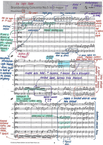 Edexcel GCSE Music - Annotated Score of 'Brandenburg Concerto' by Bach ...