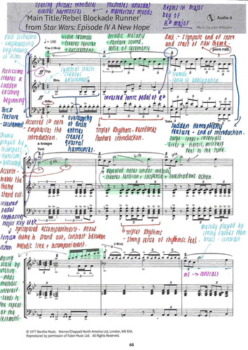 Edexcel GCSE Music - Annotated Score of 'Star Wars' Main Title By Williams | Teaching Resources