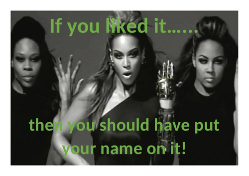 Beyonce No Name Poster | Teaching Resources