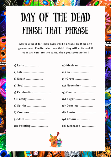 Day of the Dead Fun Games & Activities Bundle. Lesson Fillers ...
