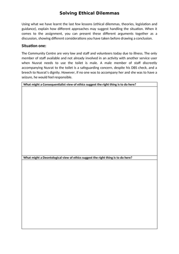 Ethical Decision Making Unit 5 Learning Aim B | Teaching Resources