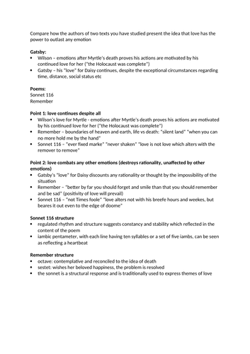 A Level English Literature The Great Gatsby and Pre-19th Century Poetry ...