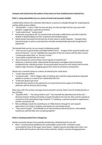 A Level English Literature The Great Gatsby and Pre-19th Century Poetry ...