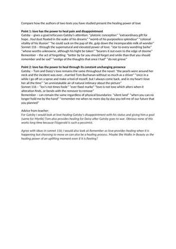 A Level English Literature The Great Gatsby and Pre-19th Century Poetry ...