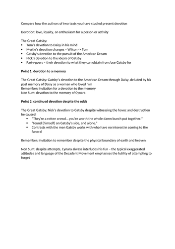 A Level English Literature The Great Gatsby and Pre-19th Century Poetry ...