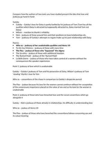 A Level English Literature The Great Gatsby and Pre-19th Century Poetry ...