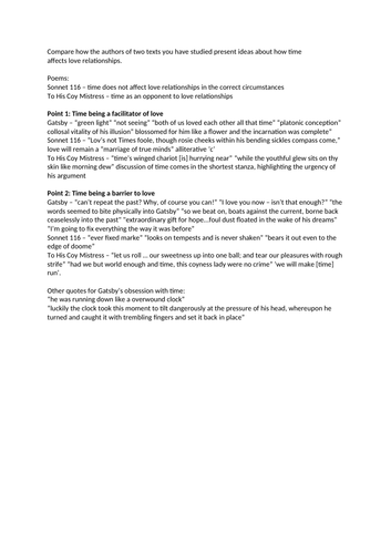 A Level English Literature The Great Gatsby and Pre-19th Century Poetry ...