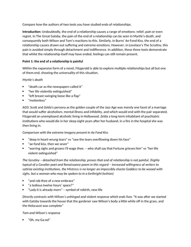 A Level English Literature The Great Gatsby and Pre-19th Century Poetry ...