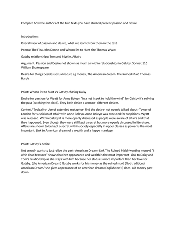 A Level English Literature The Great Gatsby and Pre-19th Century Poetry ...