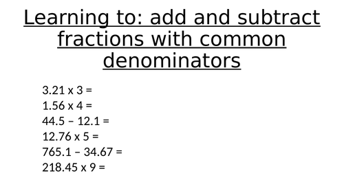 Y6 Maths: Add fractions with the same denominator | Teaching Resources