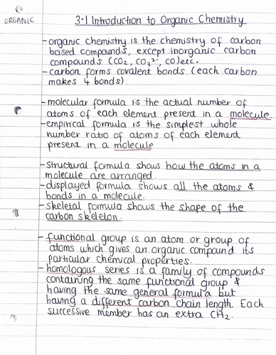 AQA Chemistry A level Introduction to Organic Chemistry A* Notes (FULL ...