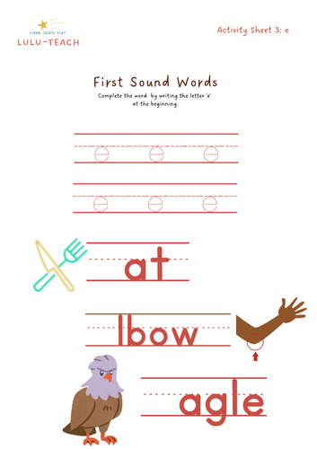 'e' sound phonics activity sheets | Teaching Resources