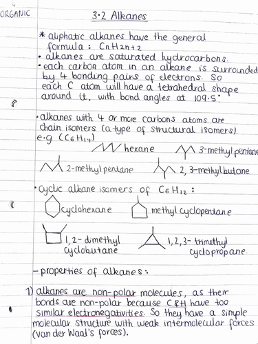 AQA Chemistry A level Alkanes A* Notes (FULL TOPIC) | Teaching Resources