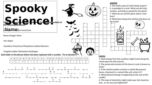 Spooky Science Halloween Puzzle Sheet | Teaching Resources