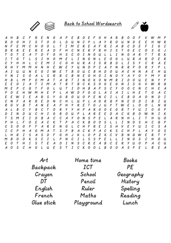 Back to school wordsearch | Teaching Resources