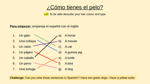Y7 Spanish VIVA Hair Descriptions PPT | Teaching Resources