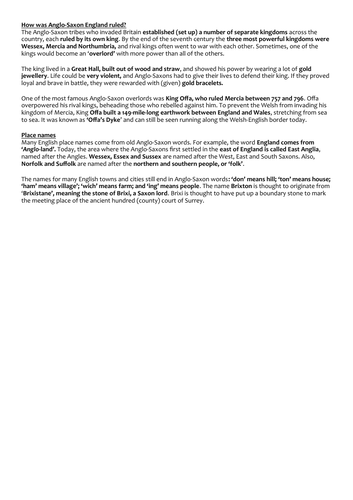 Anglo-Saxon rule | Teaching Resources