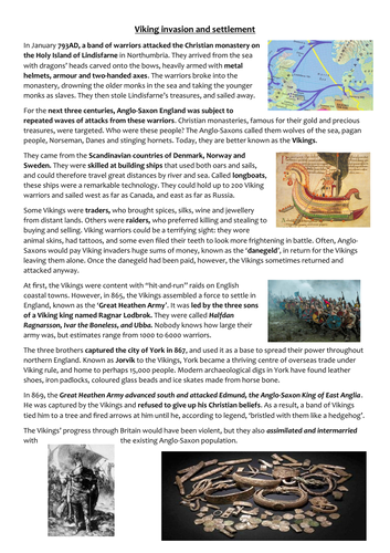 Viking invasion settlement | Teaching Resources
