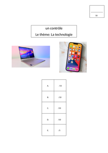 KS4 French - End of unit test: La technologie (with answers) | Teaching ...