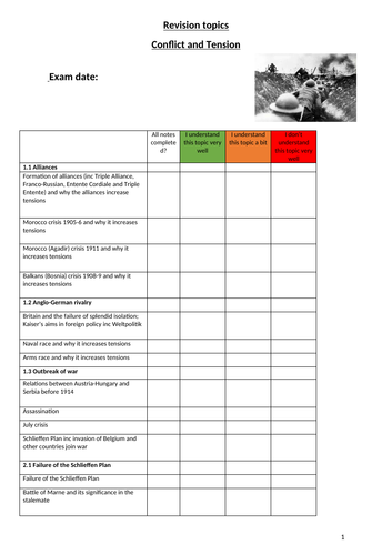 Pupil checklist for AQA Conflict&Tension | Teaching Resources Pupil checklist for AQA Conflict&Tension | Teaching Resources