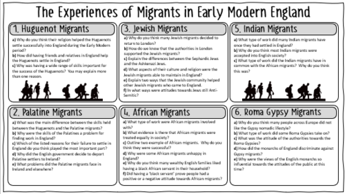 Migrants in Early Modern England - Experiences of Immigrants - GCSE ...