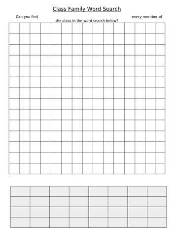 Class Family Wordsearch | Teaching Resources