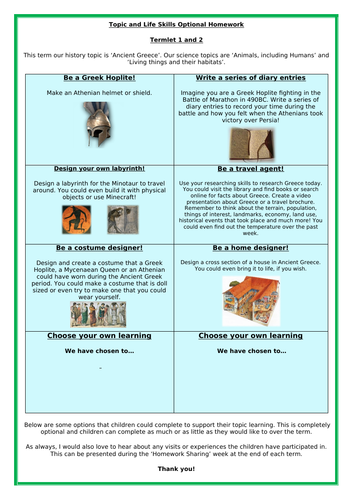 Year 6 Topic Homework: Ancient Greece | Teaching Resources