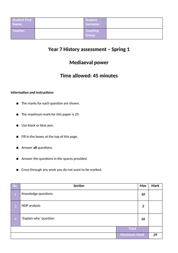 Medieval Assessment | Teaching Resources