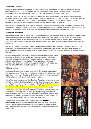 Crusader Knight | Teaching Resources