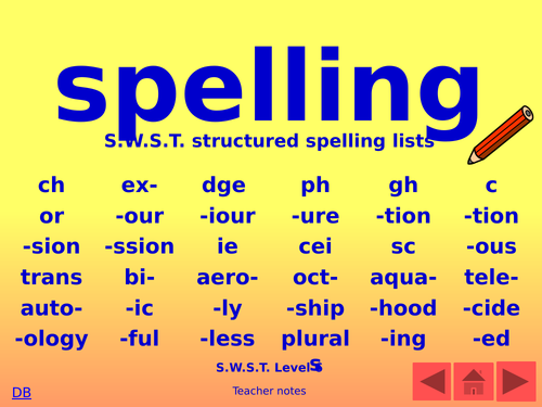 SWST Single Word Spelling Test: Levels 1-6 power-points, lists and ...