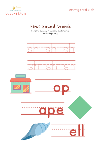'sh' sound phonics activity sheets | Teaching Resources