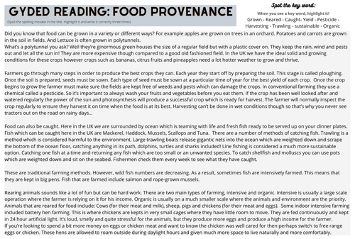 Guided Reading: Food Provenance | Teaching Resources