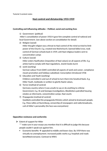 Hitler's rise to Power and Nazi dictatorship Revision Notes | Teaching ...