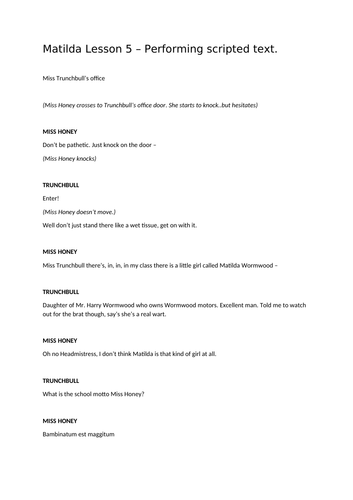 Matilda - Introduction to Drama | Teaching Resources