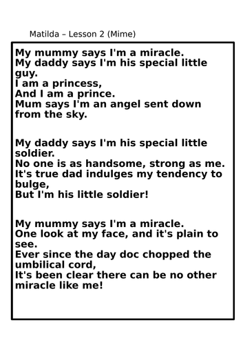 Matilda - Introduction to Drama | Teaching Resources