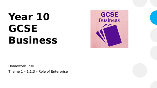 GCSE Business - Theme 1 - 1.1.3 - The Role of Business Enterprise ...