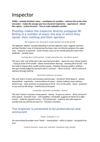 An Inspector Calls Essay Plans | Teaching Resources