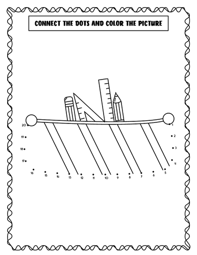 School Supplies Connect the Dots | Dot to Dot 1 to 20 | Back to School ...