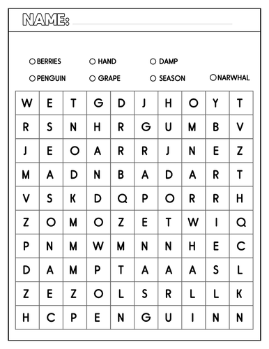 Free Word Search Puzzle Book for Kids With Solution | Penguin Narwhal ...