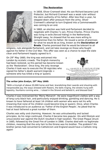 Restoration The | Teaching Resources