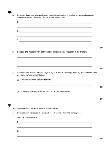 Deforestation, Land Use, Maintaining Biodiversity and Pollution (3 ...