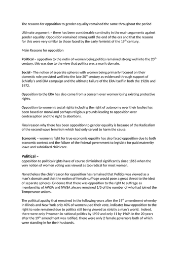 A Level History OCR Complete Women Civil Rights Notes and essay plans ...