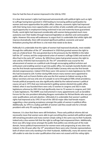 A Level History OCR Complete Women Civil Rights Notes and essay plans ...